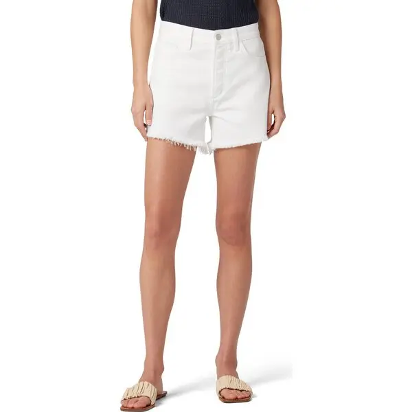 Joe's Jeans The Jessie Frayed High Waist Relaxed Denim Shorts - White