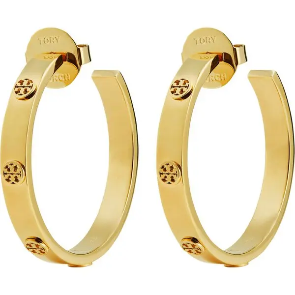 Tory Burch Icon Hoop Earrings - Tory Gold