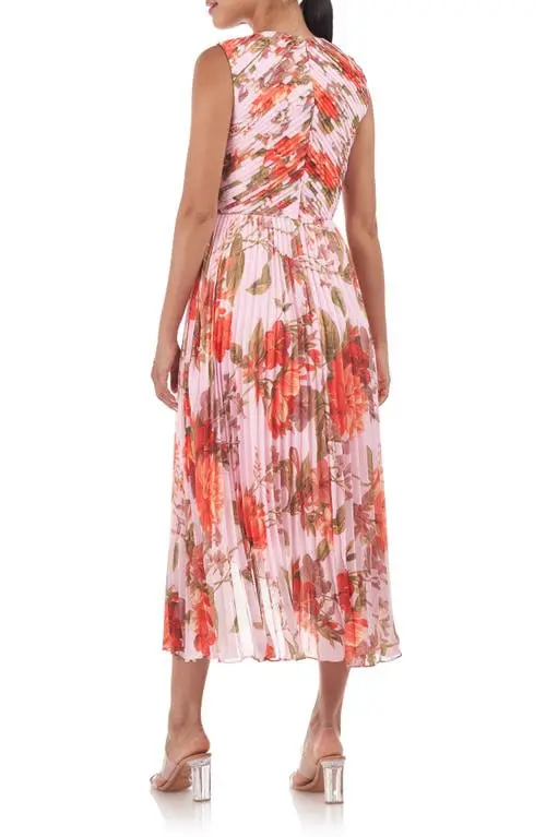 KAY UNGER Bea Floral Print Pleated Midi Dress