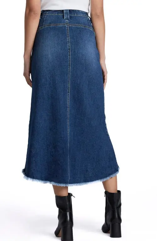 WASH LAB DENIM Patch Pocket Denim Midi Skirt - Jannis Blue
