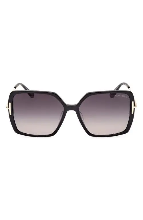 TOM FORD Joanna 59mm Butterfly Sunglasses - Shiny Black Rose Gold / Smoke