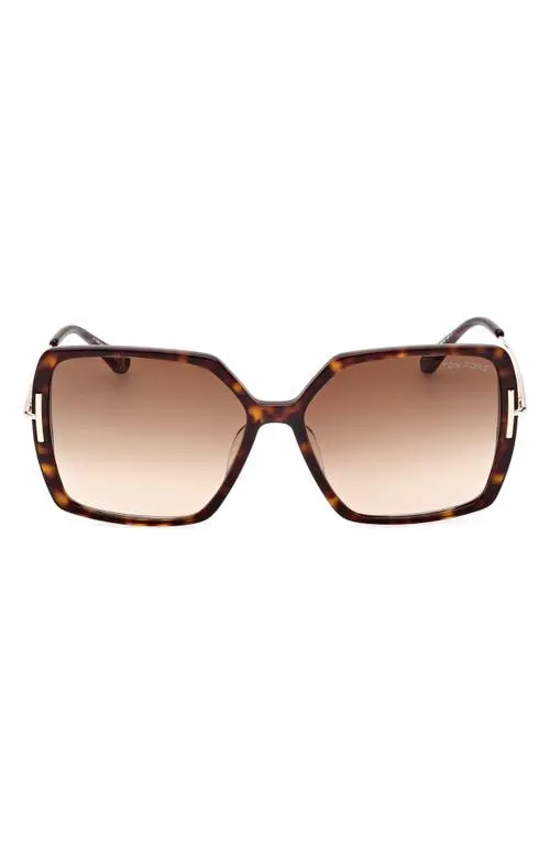 TOM FORD Joanna 59mm Butterfly Sunglasses - Shiny Havana Rose Gold/brown