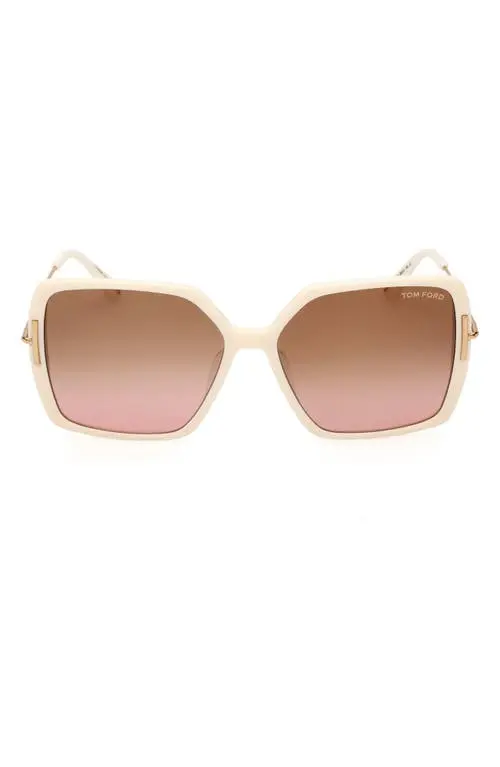 TOM FORD Joanna 59mm Butterfly Sunglasses - Whto/brng