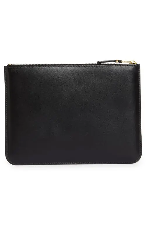 Comme Des Garçons Outside Pocket Leather Zip Pouch - Black