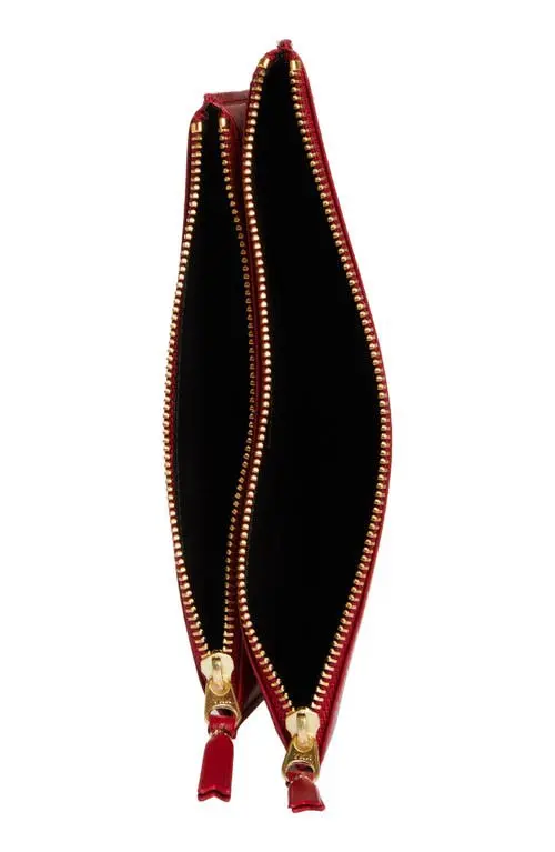 Comme Des Garçons Outside Pocket Leather Zip Pouch - Red