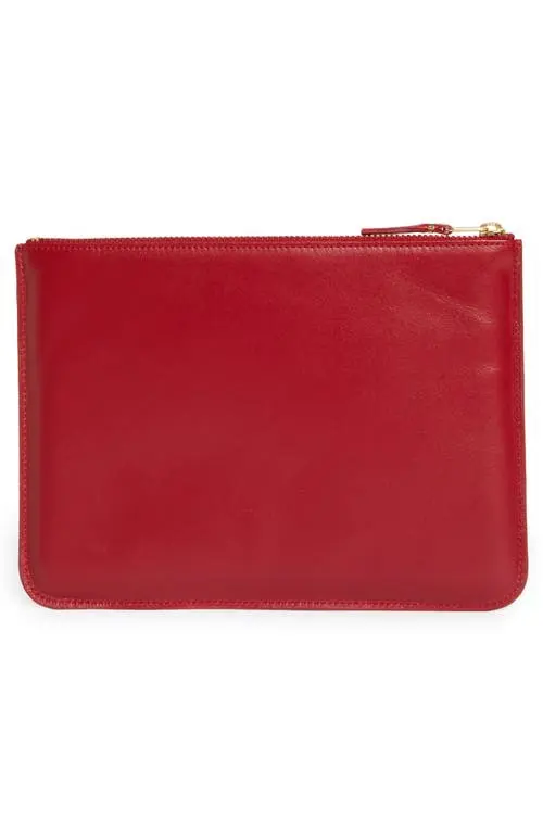 Comme Des Garçons Outside Pocket Leather Zip Pouch - Red