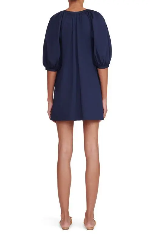 Staud Vincent Stretch Cotton Mini Shirt Dress - Navy