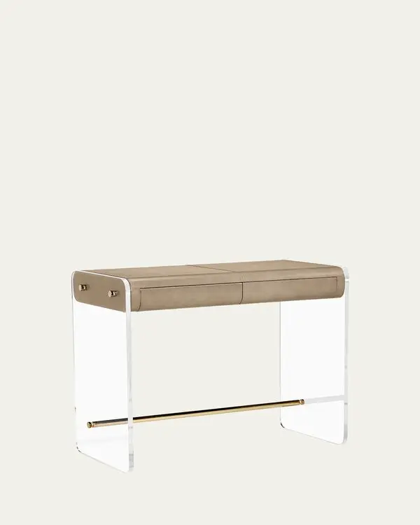 INTERLUDE HOME Cora Acrylic And Leather Desk - Taupe