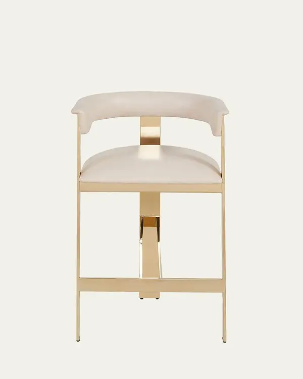 INTERLUDE HOME Darla Brass & Leather Counter Stool, 26