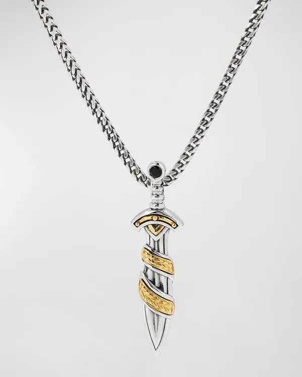 Konstantino Sterling & 18k Gold Dagger Pendant With Black Spinel - Silver
