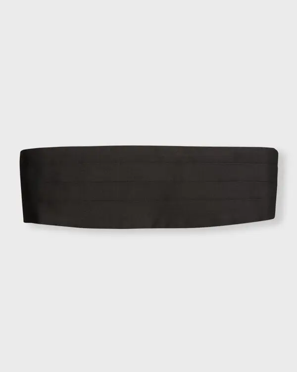 Zegna Pleated Silk Cummerbund - Black Solid