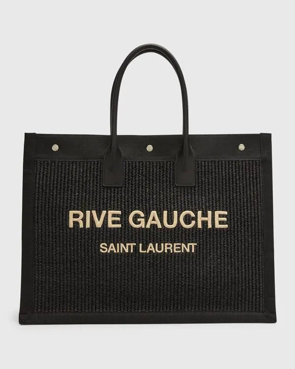 Saint Laurent Rive Gauche Tote Bag In Raffia