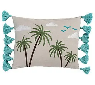 LEVTEX HOME Beach Days Palm Trees Tassels Decor Ative Pillow - One-color