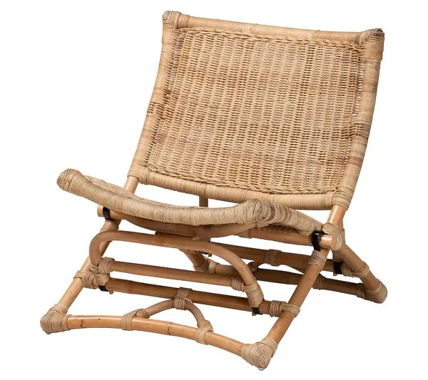 BAXTON STUDIO Herrara Natural Brown Antique Rattan Foldable L Ounge Chair - One-color