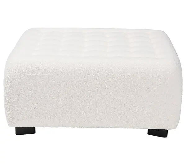 BAXTON STUDIO Athena Boucle Upholstered Square Ottoman
