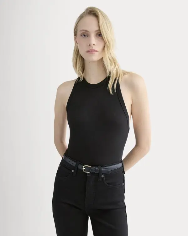 Everlane Luxe Rib Racerback Tank Top - Black