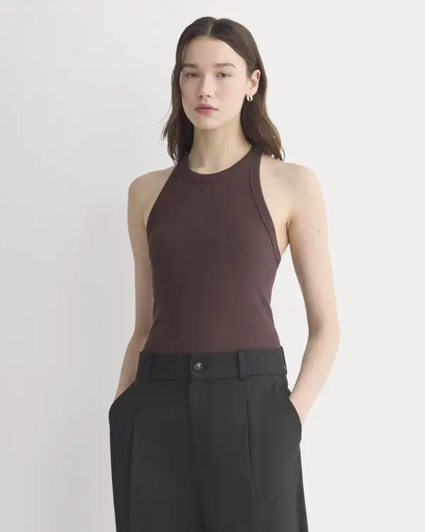 Everlane Luxe Rib Racerback Tank Top - Coffee Bean