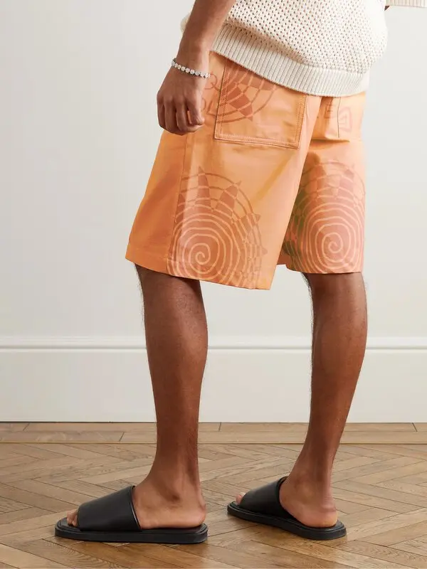Jacquemus Logo-print Straight-leg Cotton-canvas Shorts