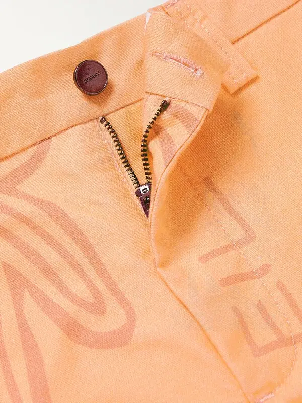 Jacquemus Logo-print Straight-leg Cotton-canvas Shorts