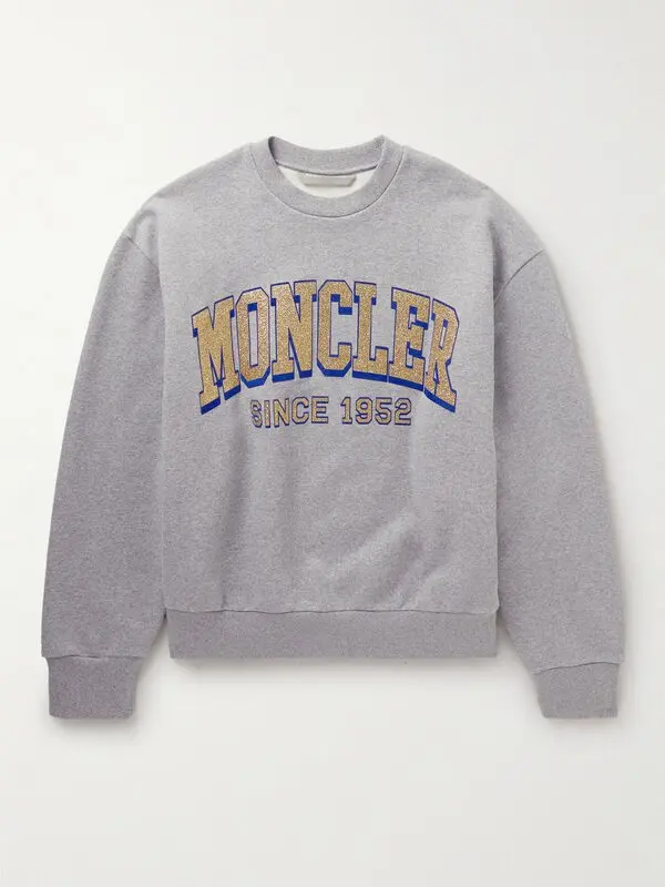 Moncler Glittered Logo-print Cotton-jersey Sweatshirt