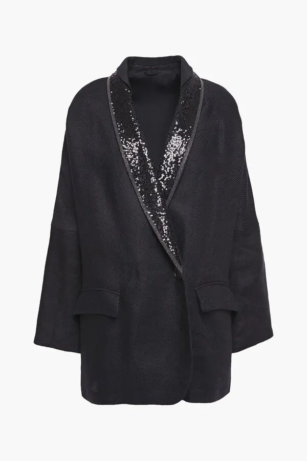 Brunello Cucinelli Embellished Linen-twill Blazer