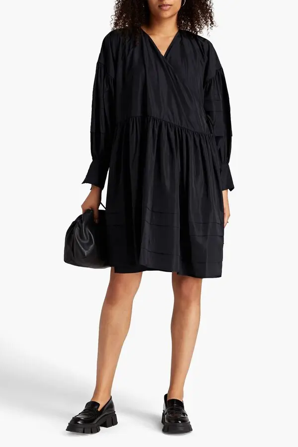 Cecilie Bahnsen Amelie Taffeta Wrap Dress In Black - 85% Off