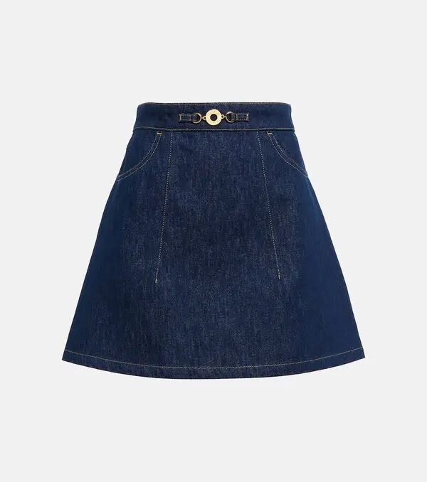 PATOU High-rise Denim Mini Skirt - Blue