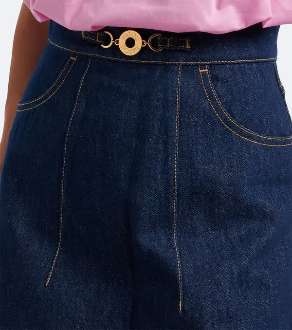 PATOU High-rise Denim Mini Skirt - Blue