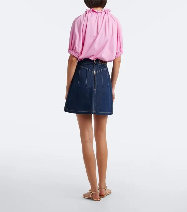 PATOU High-rise Denim Mini Skirt - Blue