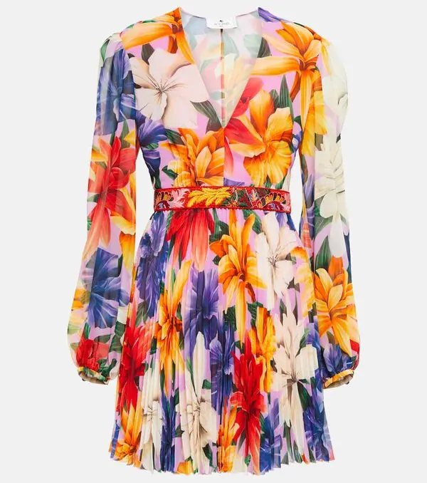 Etro Floral Pleated Minidress - Multicoloured
