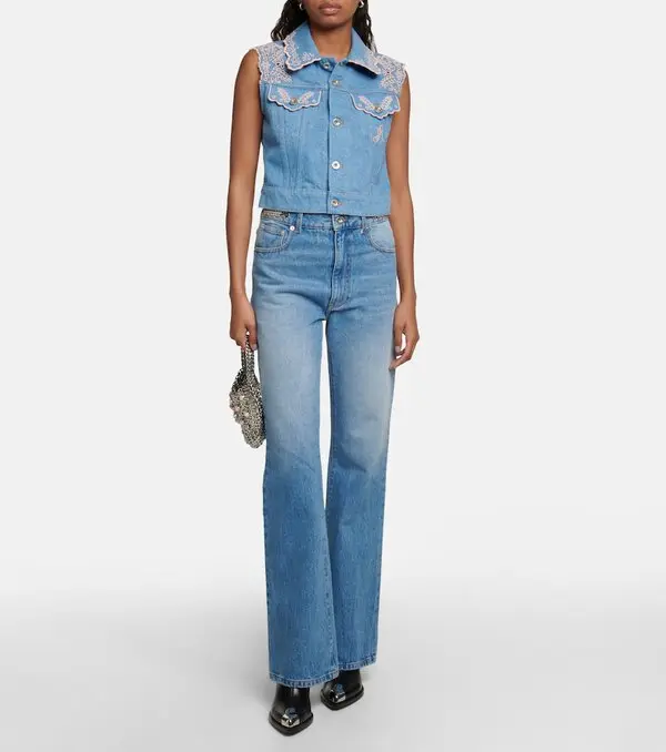 Rabanne Embroidered Denim Vest