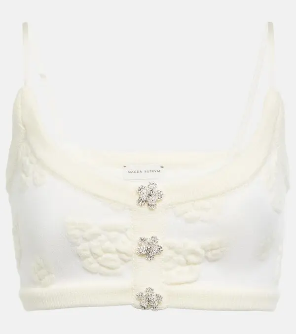 Magda Butrym Embroidered Crop Top - White