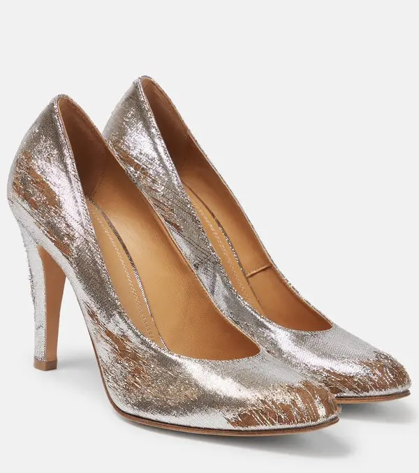 MAISON MARGIELA Distressed Metallic Pumps - Silver