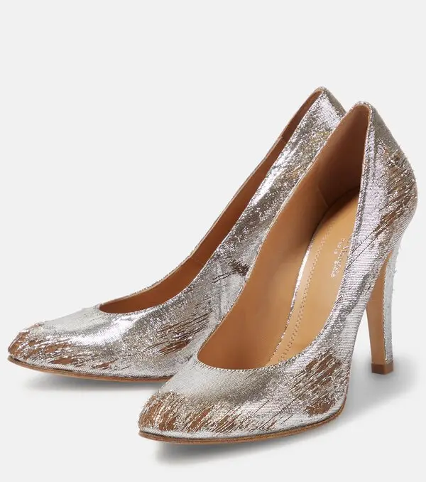 MAISON MARGIELA Distressed Metallic Pumps - Silver
