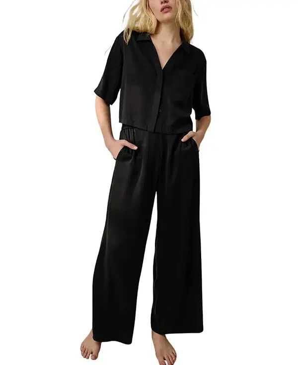 Lunya Washable Silk Pajama Set - Immersed Black