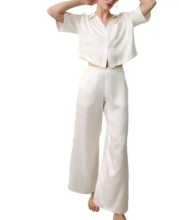 Lunya Washable Silk Pajama Set - Tranquil White
