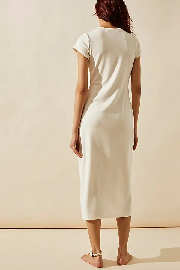 Free People Good Feels Slim Midi Dress - White