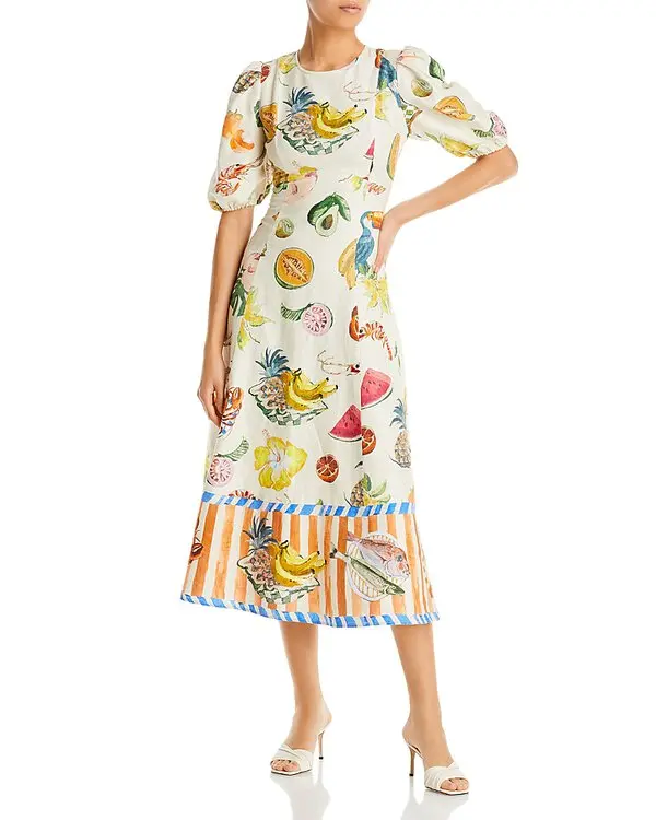 ALEMAIS Theo Printed Midi Dress