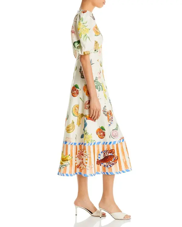 ALEMAIS Theo Printed Midi Dress