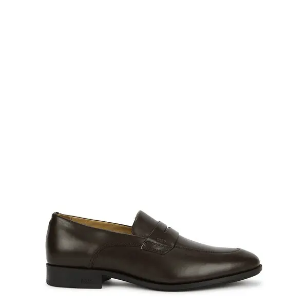 BOSS Colby Leather Loafers - Dark Brown