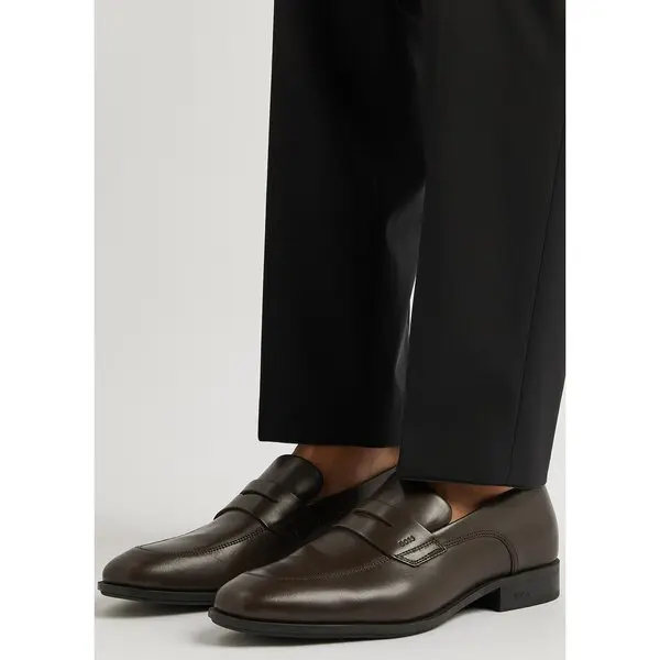 BOSS Colby Leather Loafers - Dark Brown