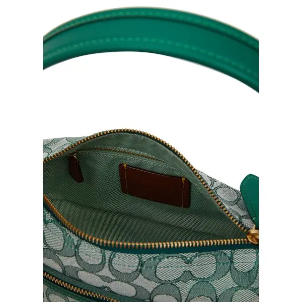 Coach Signature Logo-Jacquard Canvas Shoulder Bag - Green
