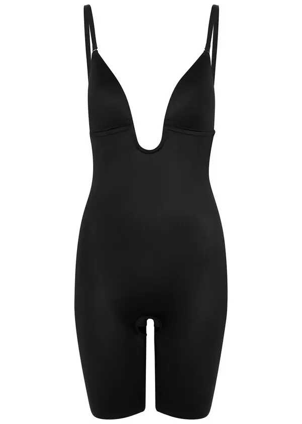 Spanx Suit Your Fancy Open-bust Mid-thigh Bodysuit - Black