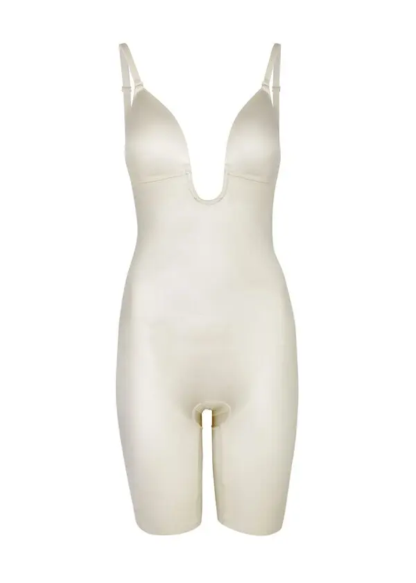 Spanx Suit Your Fancy Open-bust Mid-thigh Bodysuit - Ivory