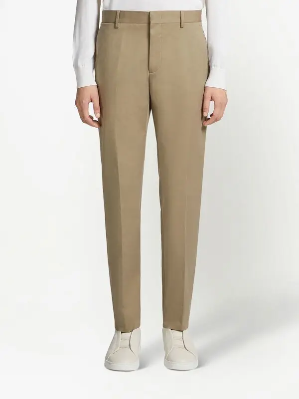Zegna Tailored Cotton Trousers - Brown