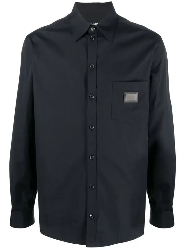 Dolce & Gabbana Logo-plaque Cotton-poplin Shirt