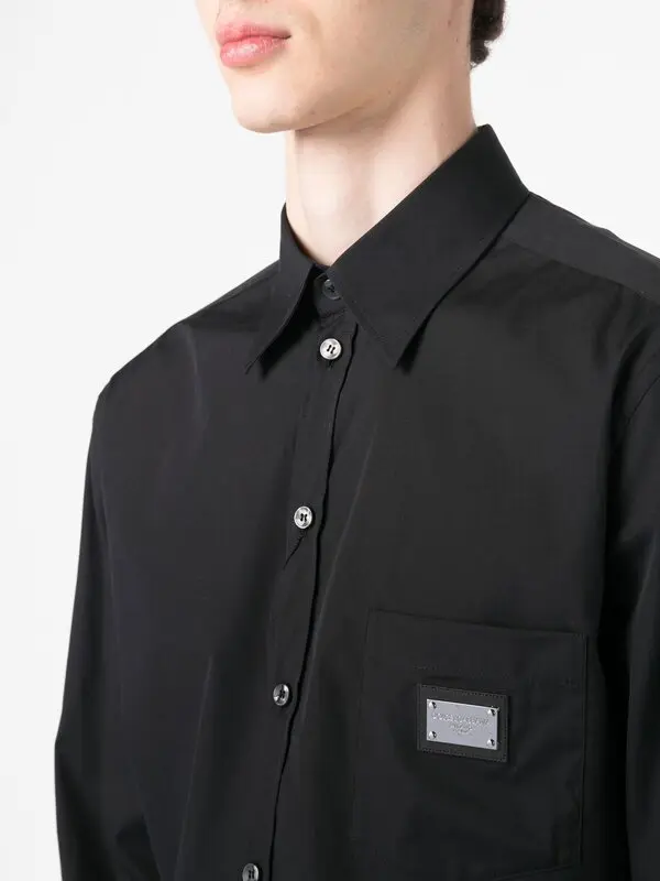 Dolce & Gabbana Logo-plaque Cotton-poplin Shirt