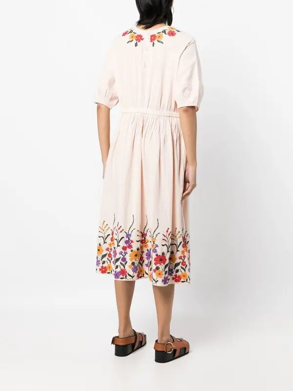 You Must Create Embroidered Crinkle Midi Dress