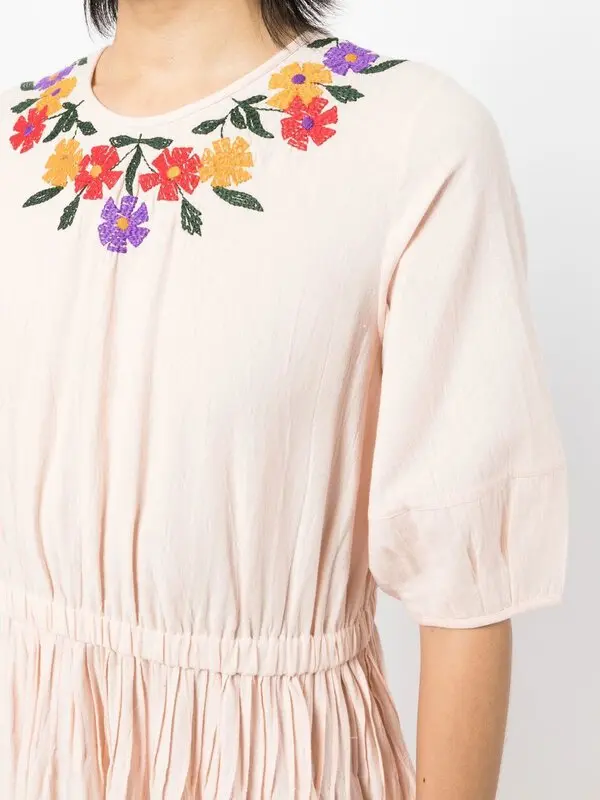 You Must Create Embroidered Crinkle Midi Dress