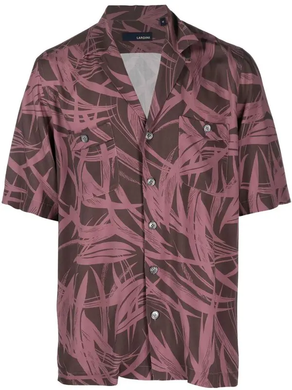 LARDINI Graphic-print Short-sleeve Shirt - Purple